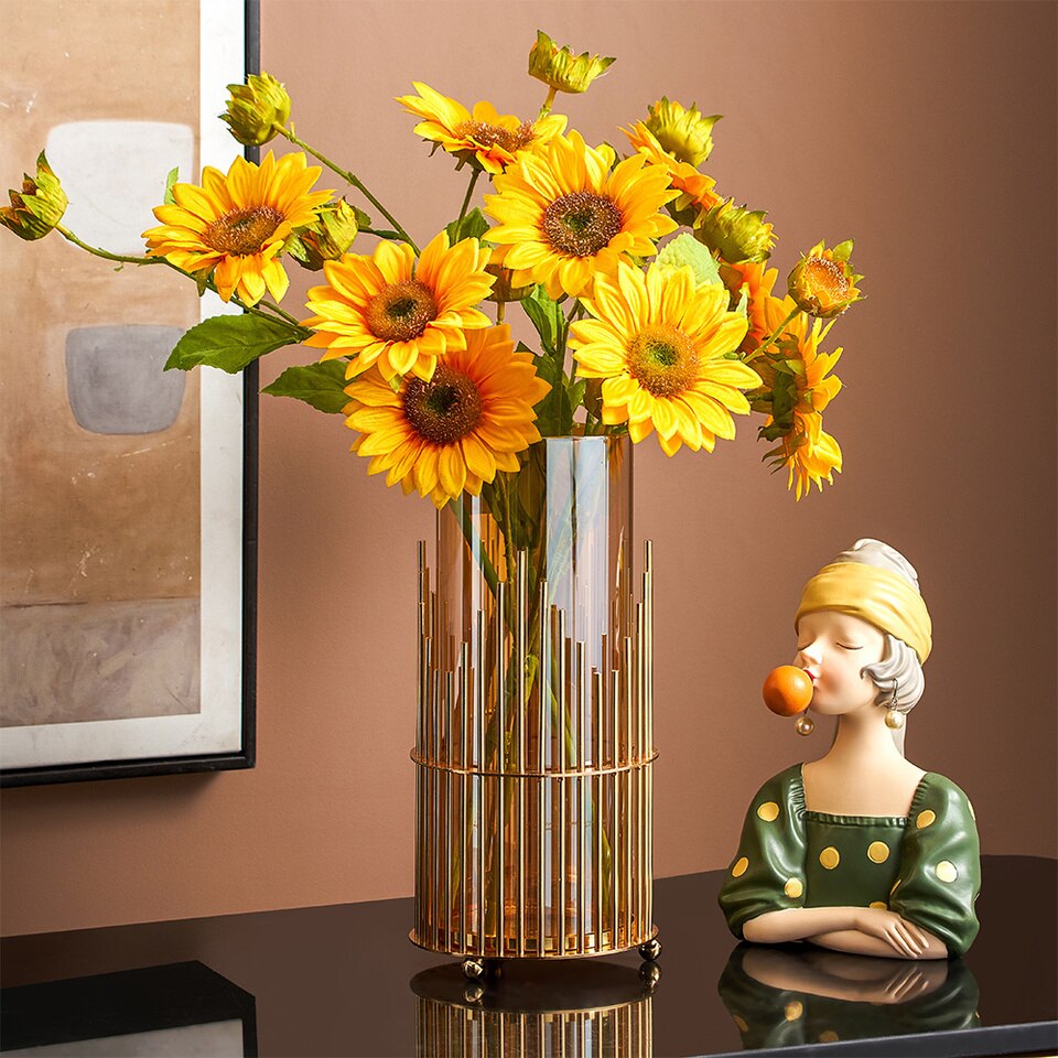 Vase art déco tube en verre doré - MON JOLI VASE