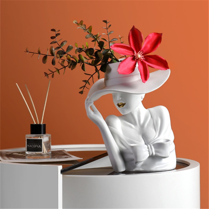 Vase buste femme au chapeau style rétro - MON JOLI VASE