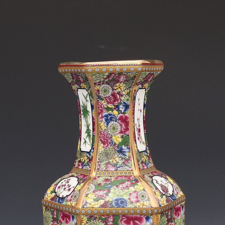 Vase porcelaine hexagonal à motif floral - MON JOLI VASE