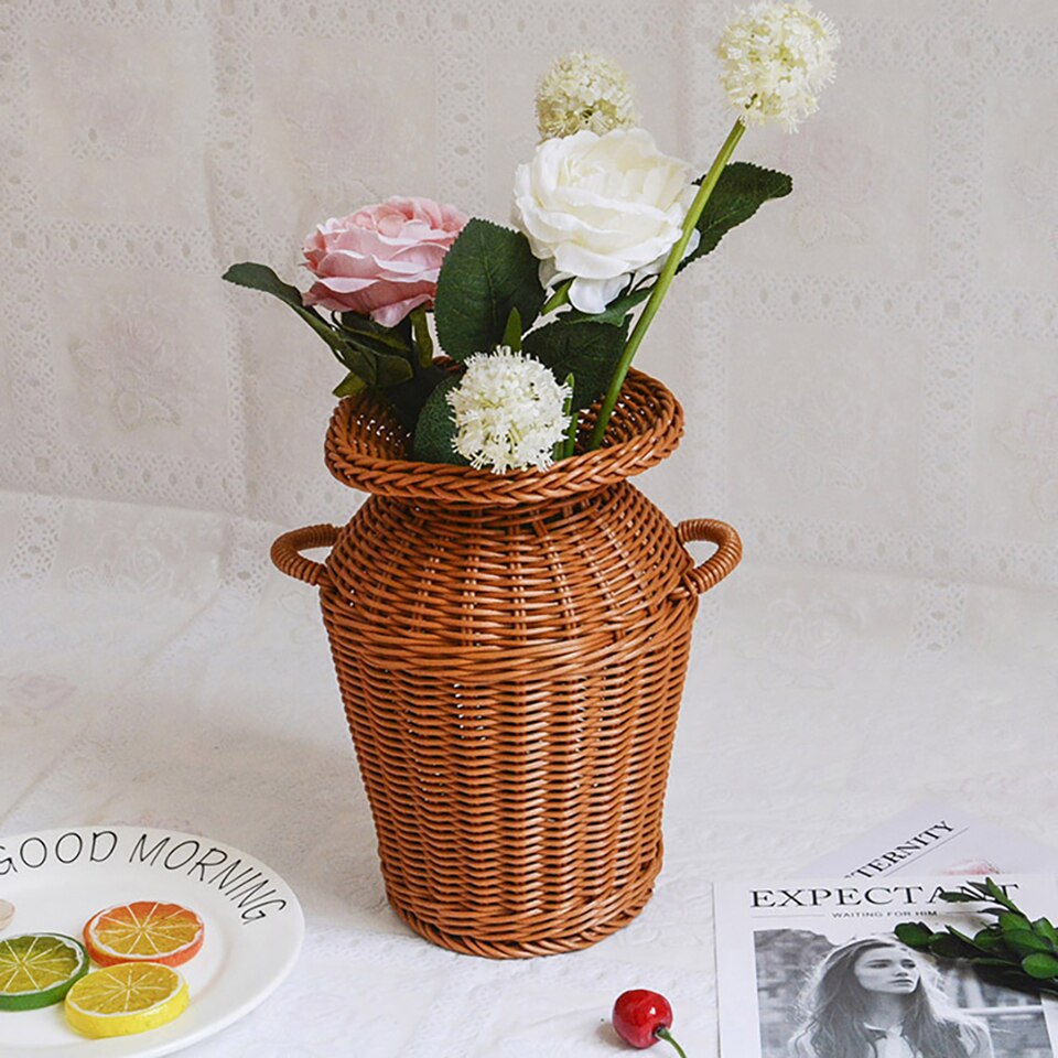 Vase rotin et osier de style rustique - MON JOLI VASE