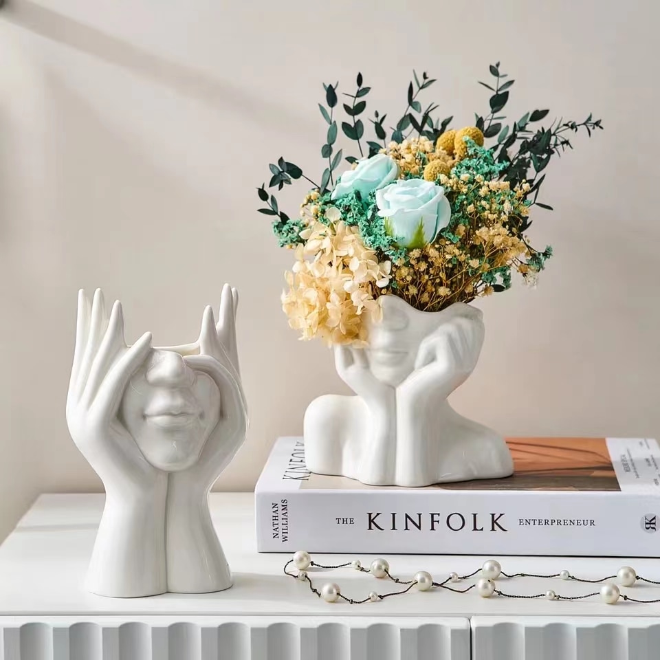 Vase tête de femme décoratif blanc - MON JOLI VASE