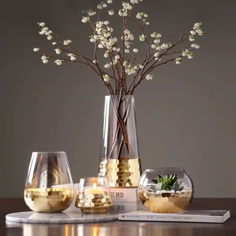 Vase moderne créatif en verre avec dorure - MON JOLI VASE