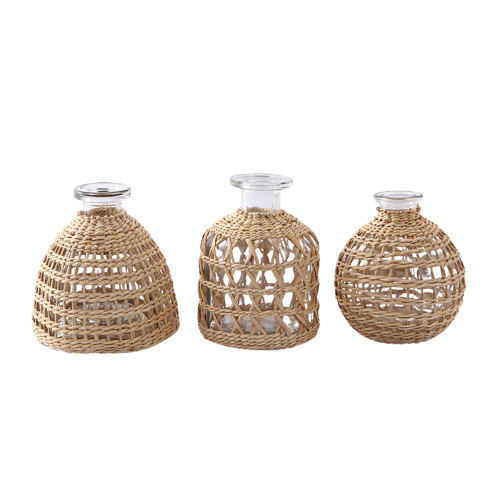 Vase en rotin rond petit format - MON JOLI VASE
